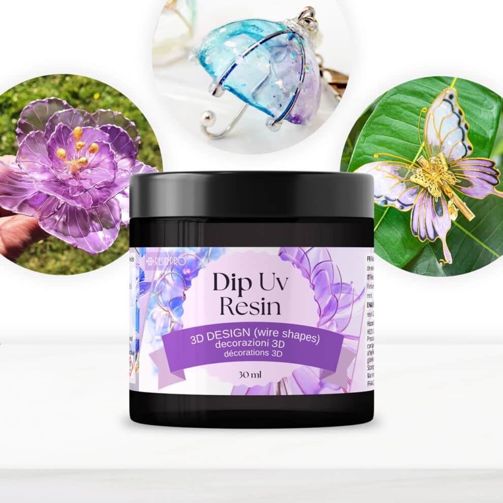 30 ml Résine UV DIP Transparente - POUR LES FORMES DE FLEURS EN FIL ...